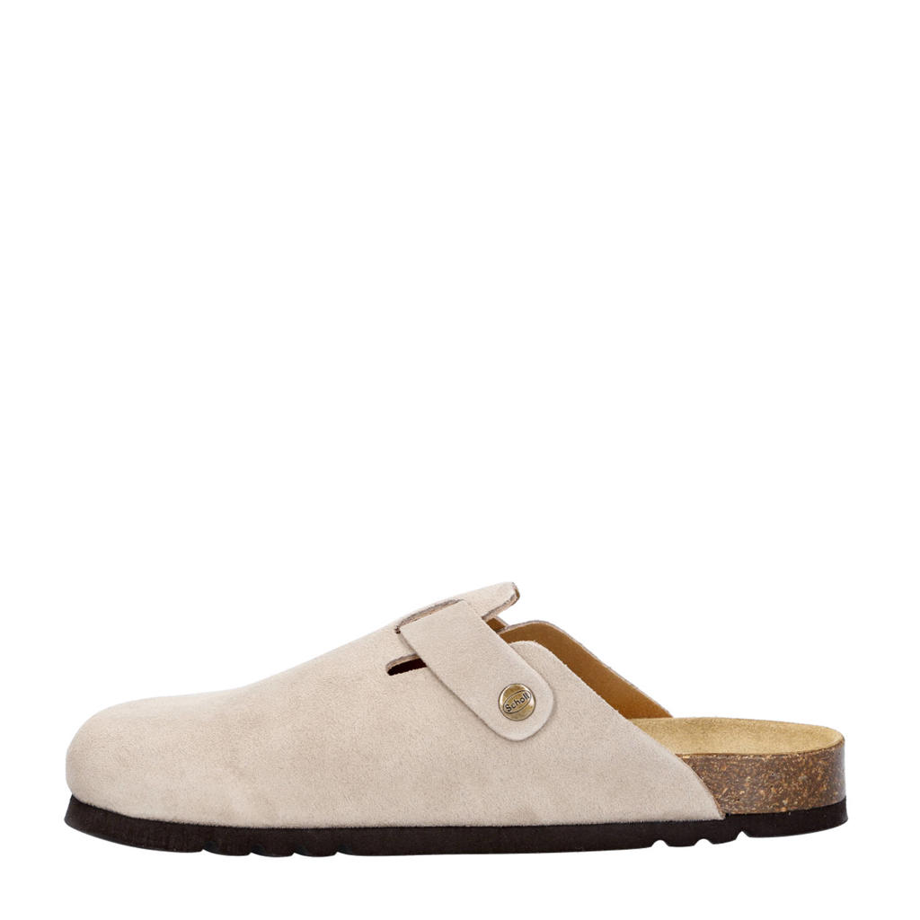Scholl Olivier suède clogs beige | wehkamp