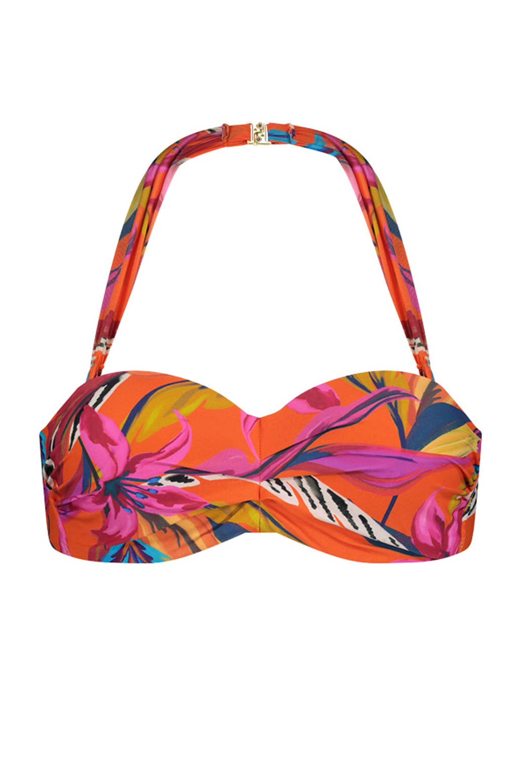 Cyell voorgevormde strapless bandeau bikinitop oranje/multi | wehkamp