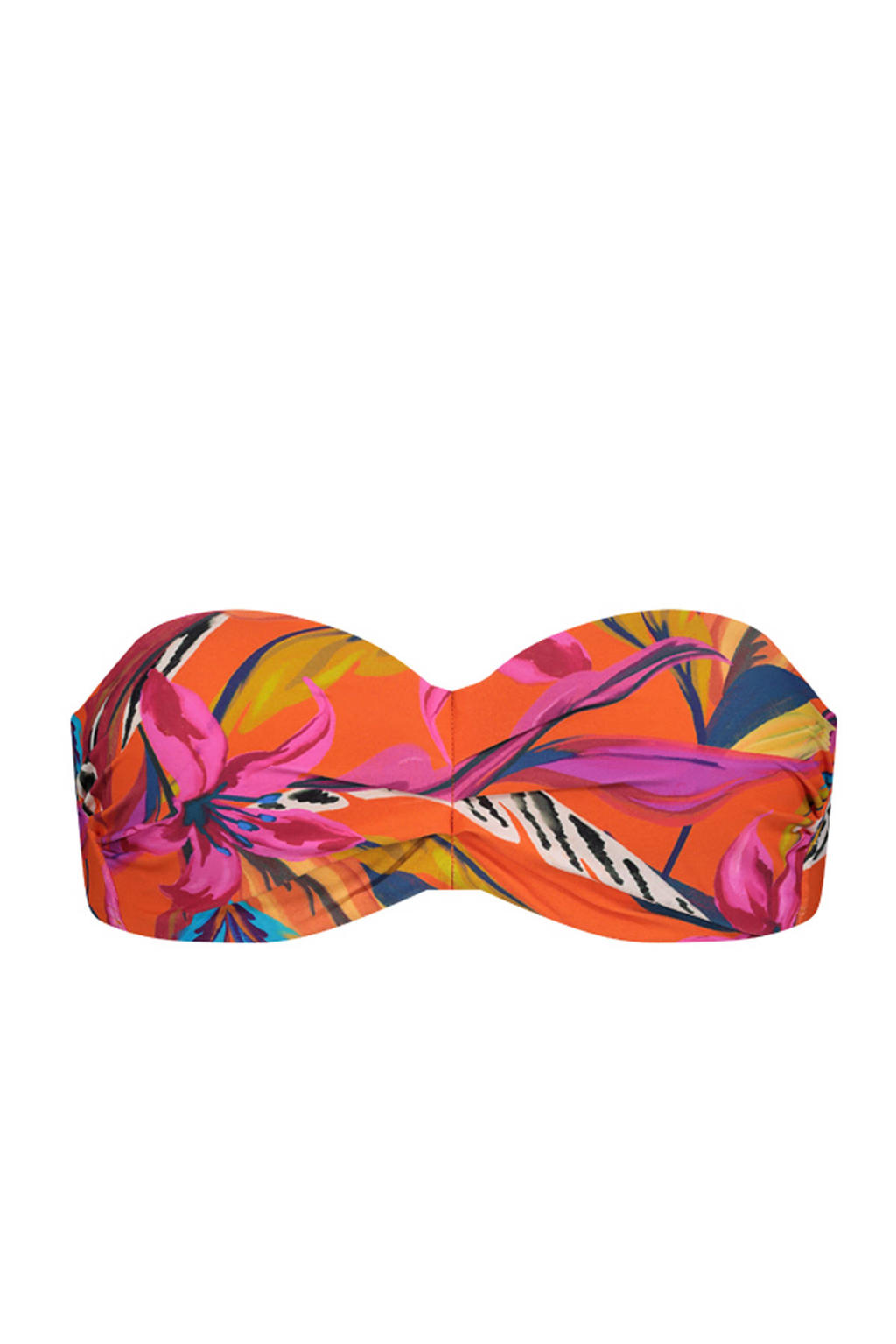 Cyell voorgevormde strapless bandeau bikinitop oranje/multi | wehkamp