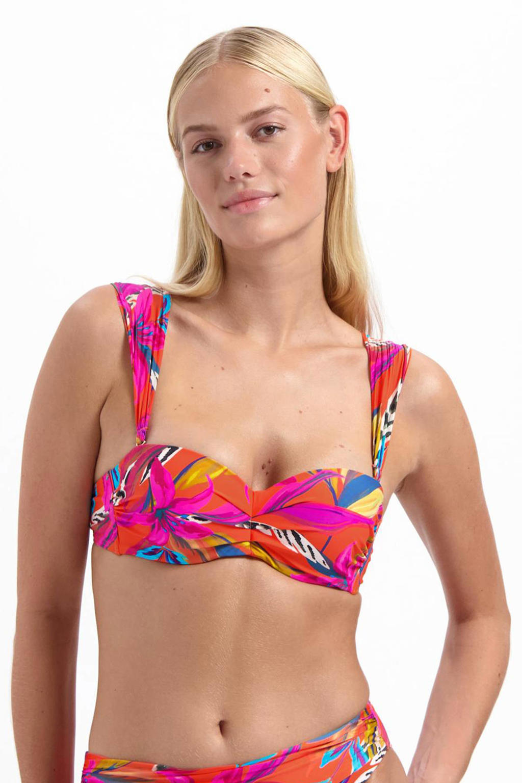 Cyell Voorgevormde Strapless Bandeau Bikinitop Oranjemulti Wehkamp