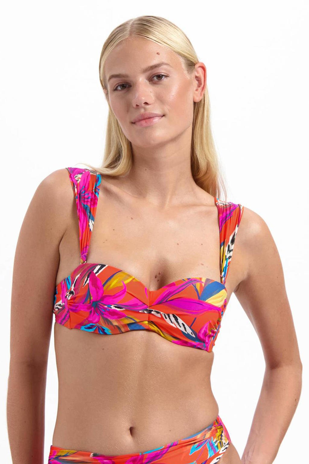 Cyell Voorgevormde Strapless Bandeau Bikinitop Oranjemulti Wehkamp