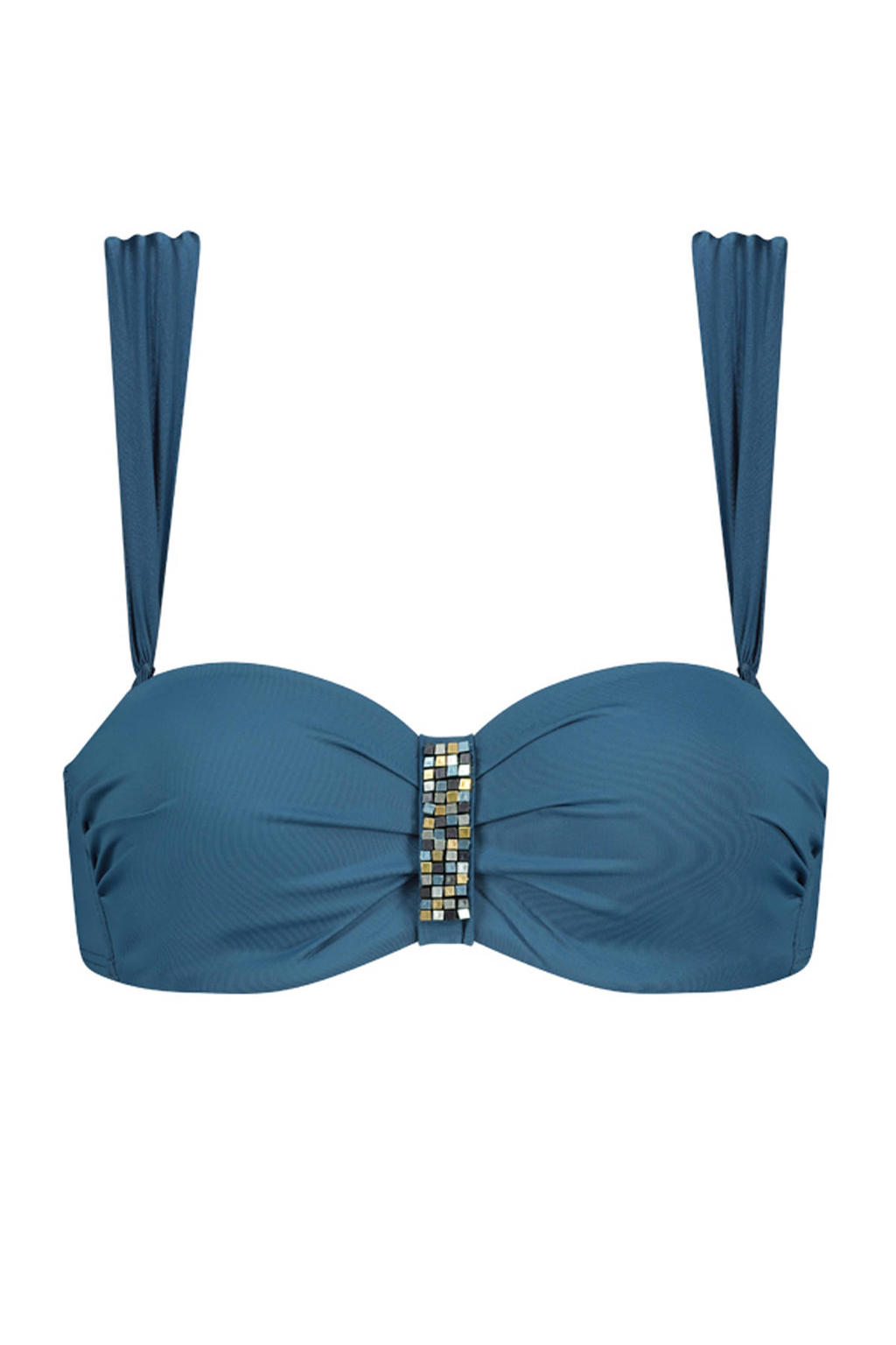 Cyell voorgevormde strapless bandeau bikinitop petrol | wehkamp