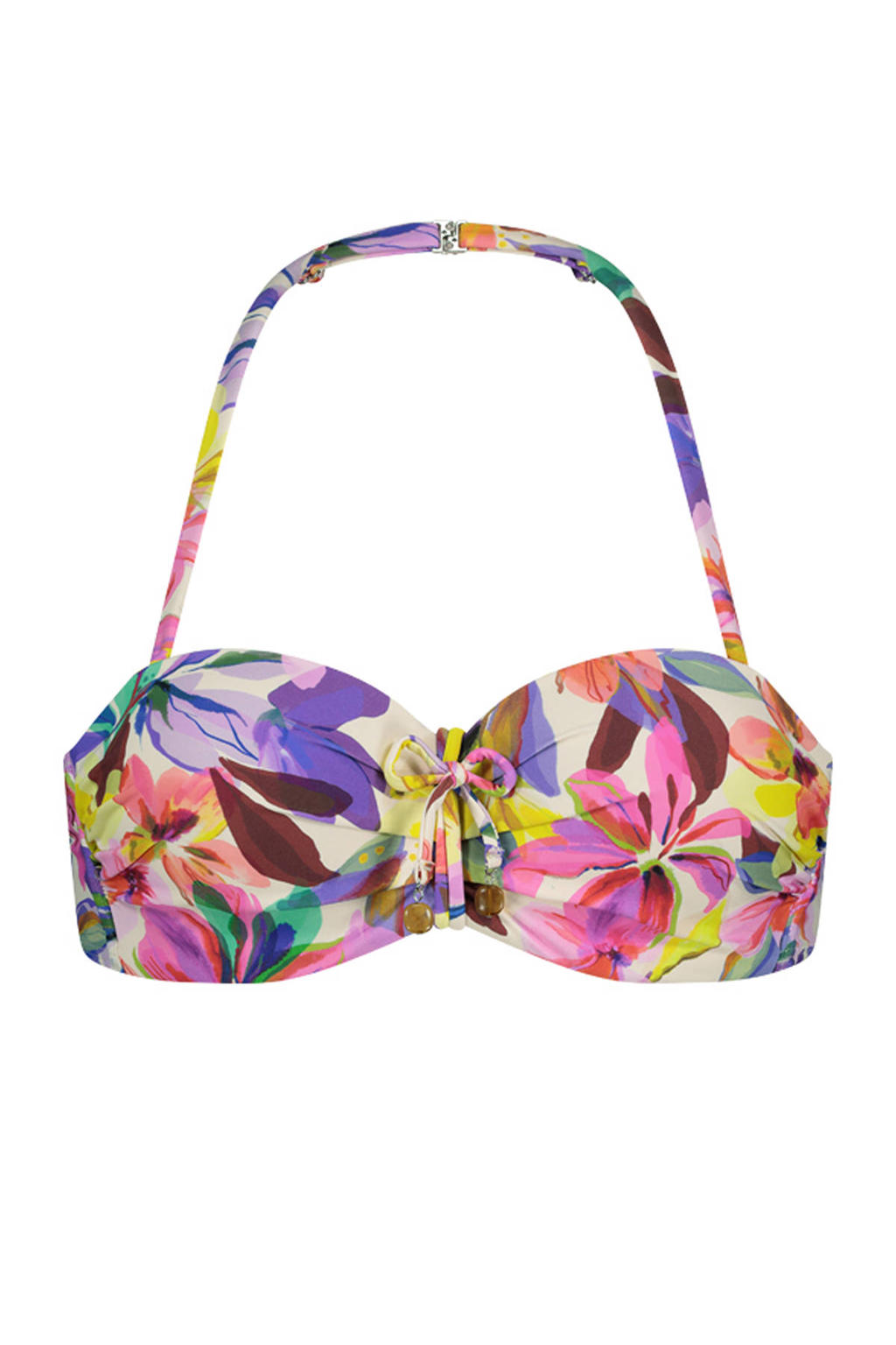 Cyell voorgevormde strapless bandeau bikinitop roze/multi | wehkamp