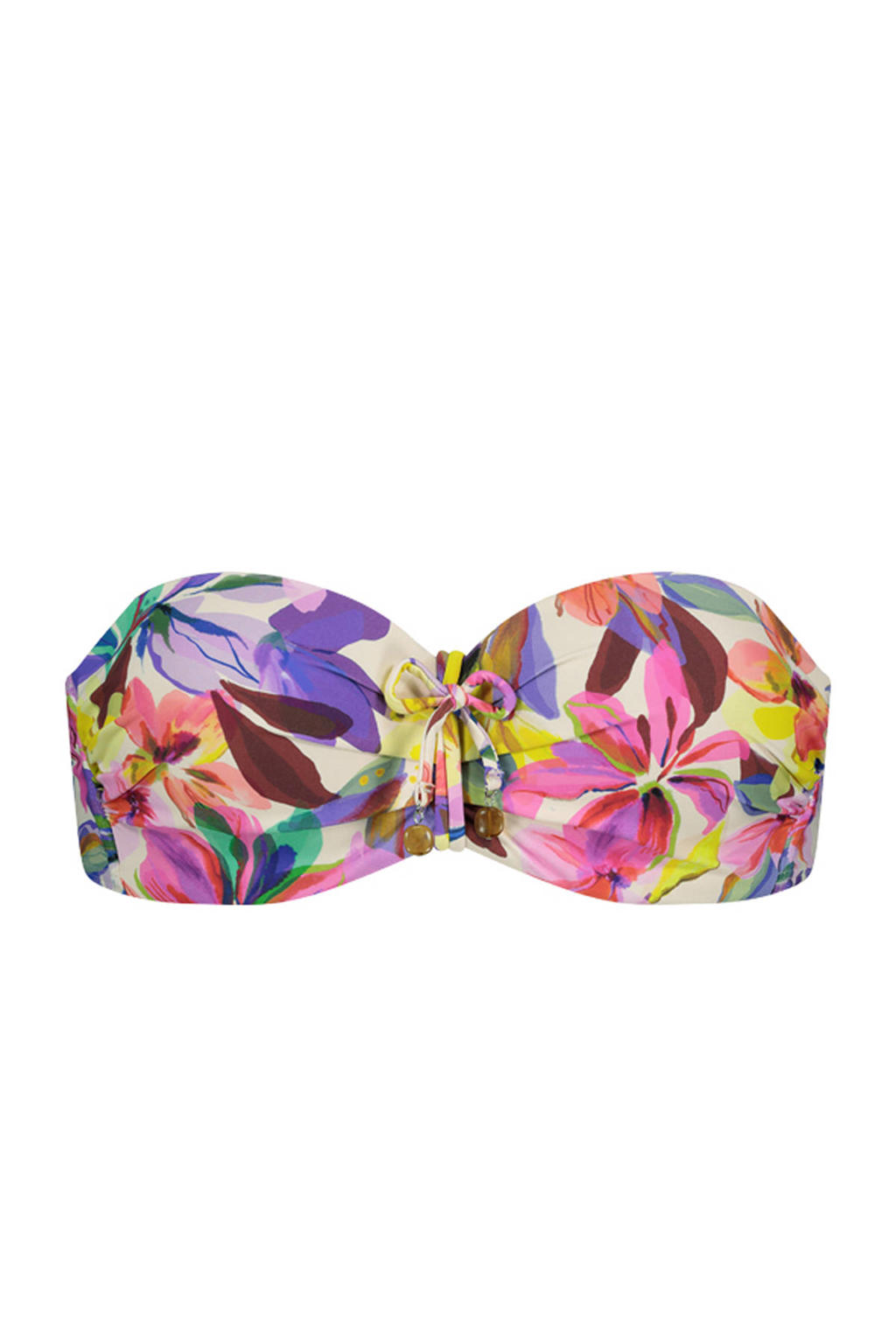 Cyell voorgevormde strapless bandeau bikinitop roze/multi | wehkamp