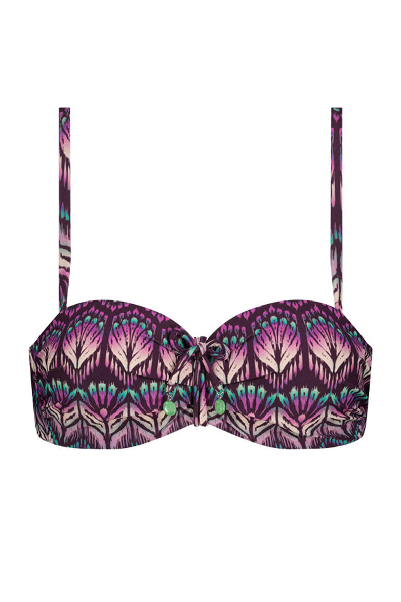 Cyell voorgevormde strapless bandeau bikinitop paars/multi | wehkamp
