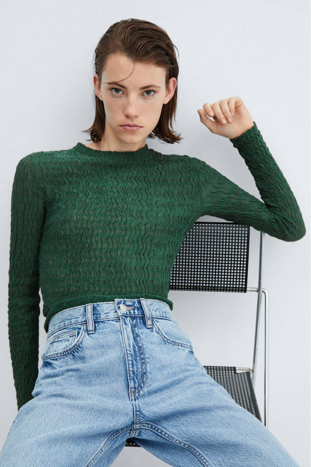 Mango top met textuur groen kopen? | Morgen in huis | wehkamp