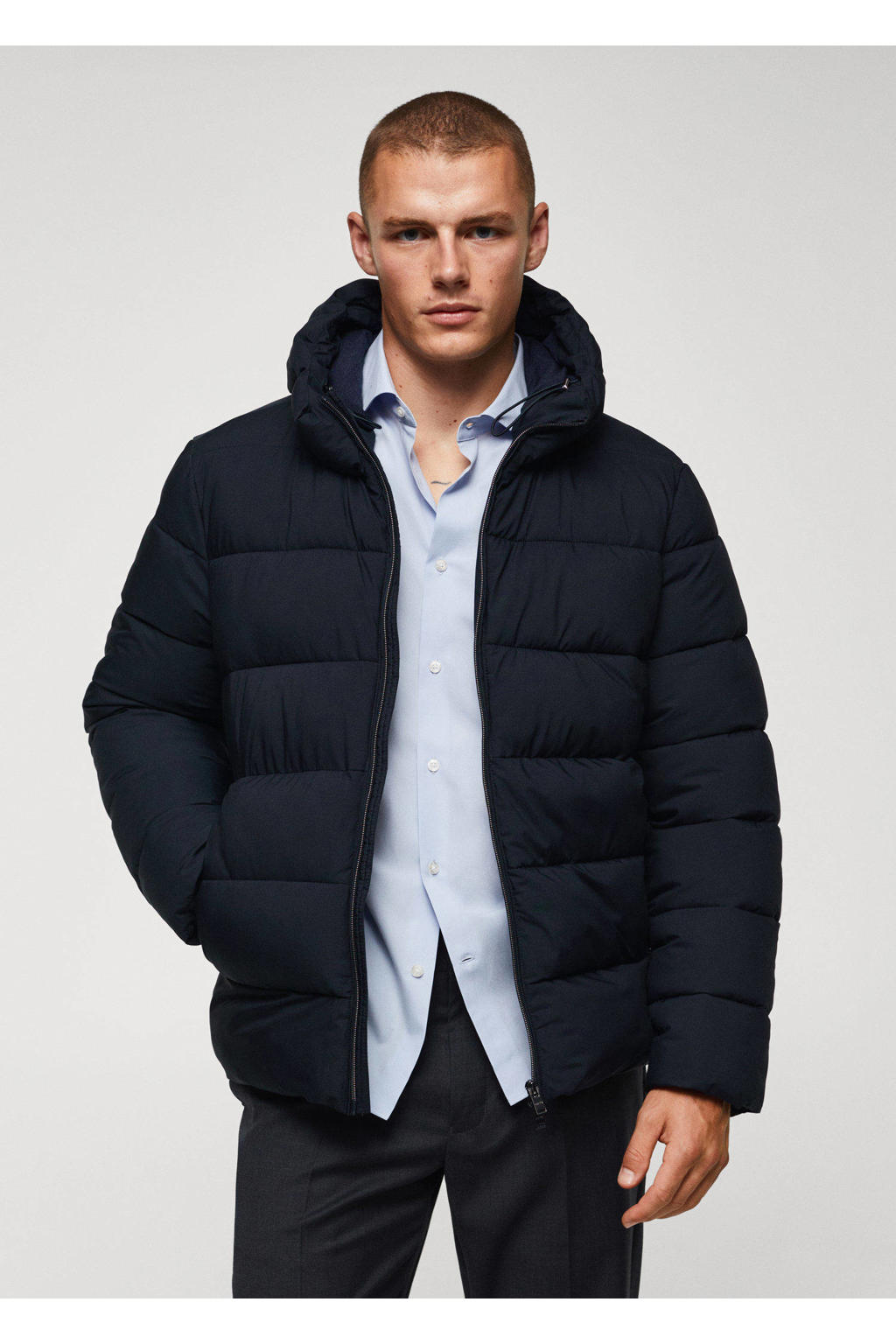 Mango Man gewatteerde jas marineblauw | wehkamp
