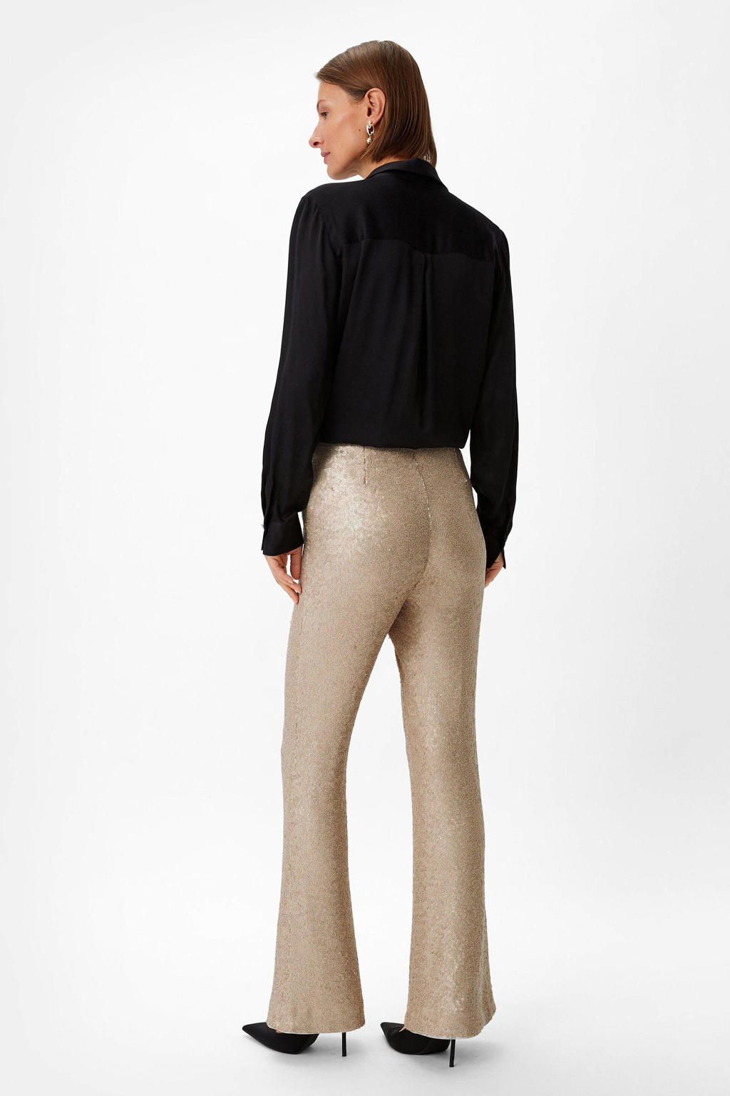 comma flared broek met pailletten goud | wehkamp