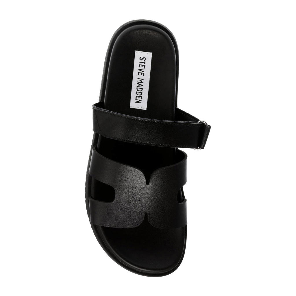 Steve Madden Missile leren slippers zwart | wehkamp