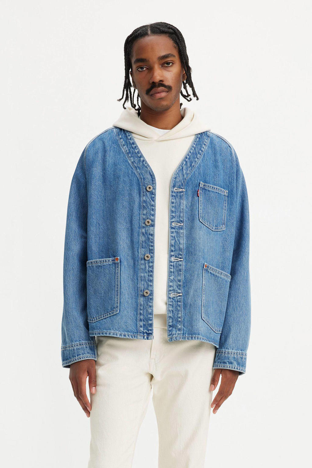 Levi's regular fit denim overshirt Union engineer cardigan met logo ...