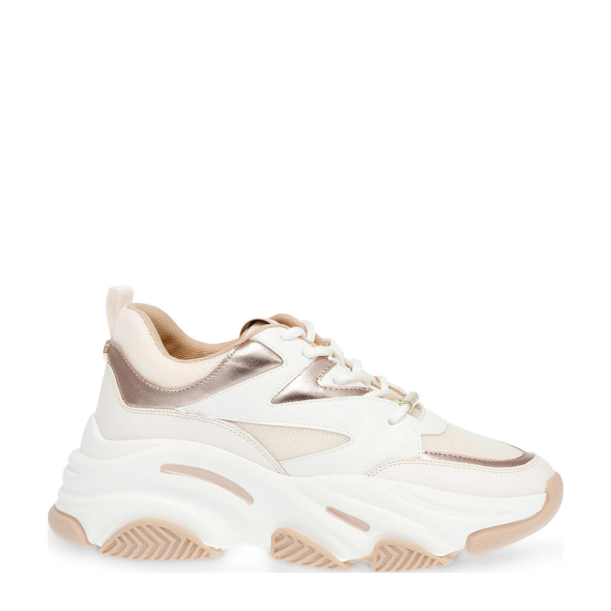 Steve Madden Progressive chunky leren sneakers ecru/roségoud | wehkamp