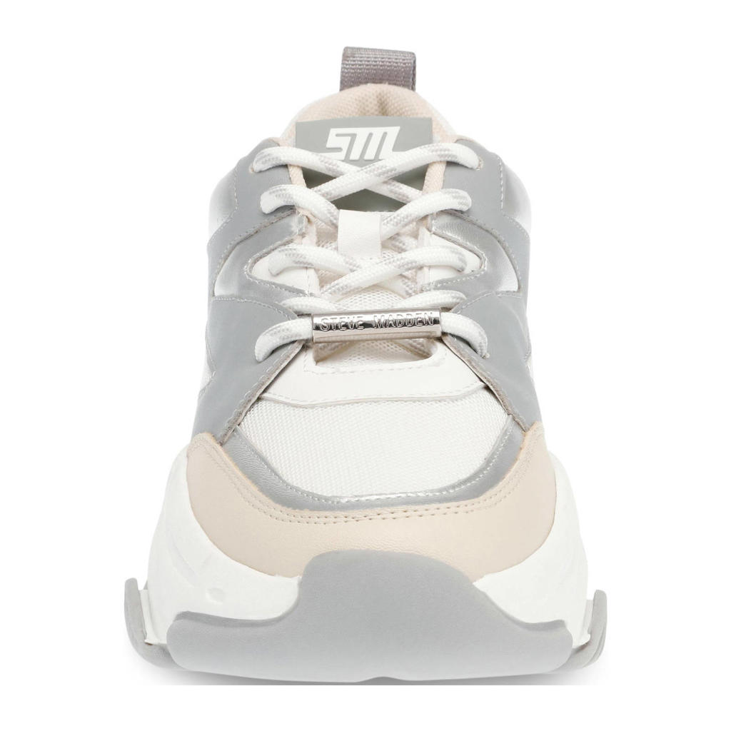 Steve Madden Progressive chunky leren sneakers zilver/wit | wehkamp
