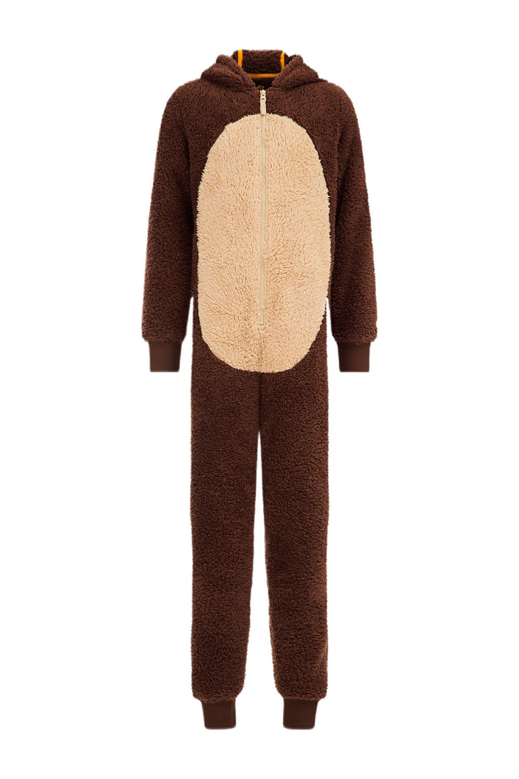 WE Fashion teddy onesie bruin/beige | wehkamp