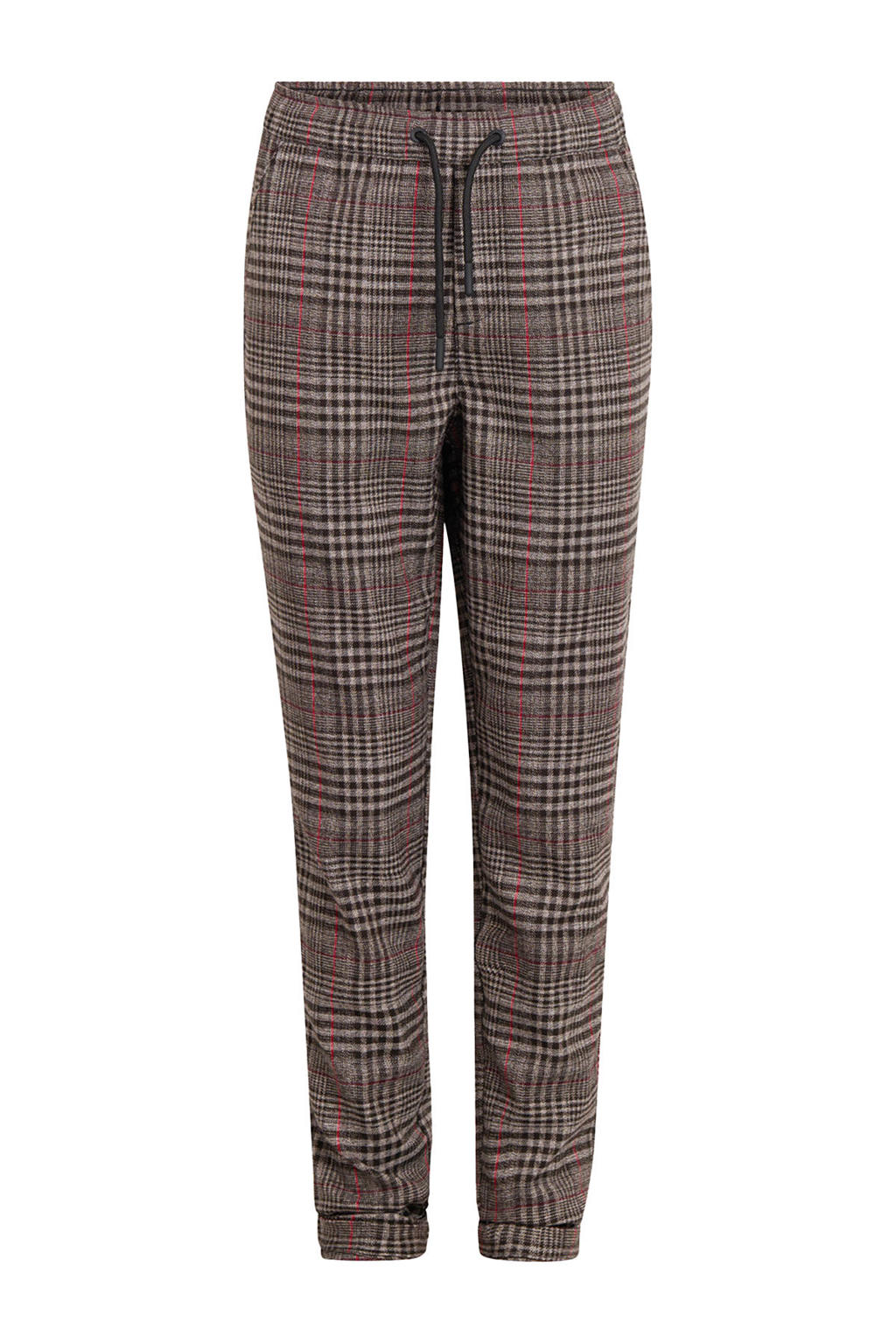 Shoeby geruite slim fit broek grijs/beige/rood | wehkamp