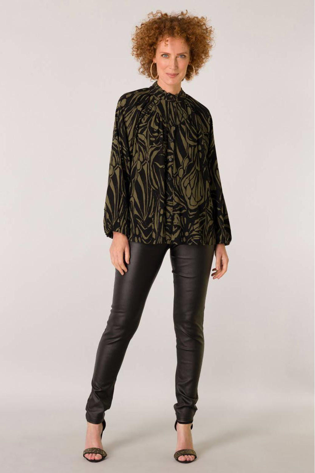 Yest blouse met all over print olijfgroen/zwart | wehkamp