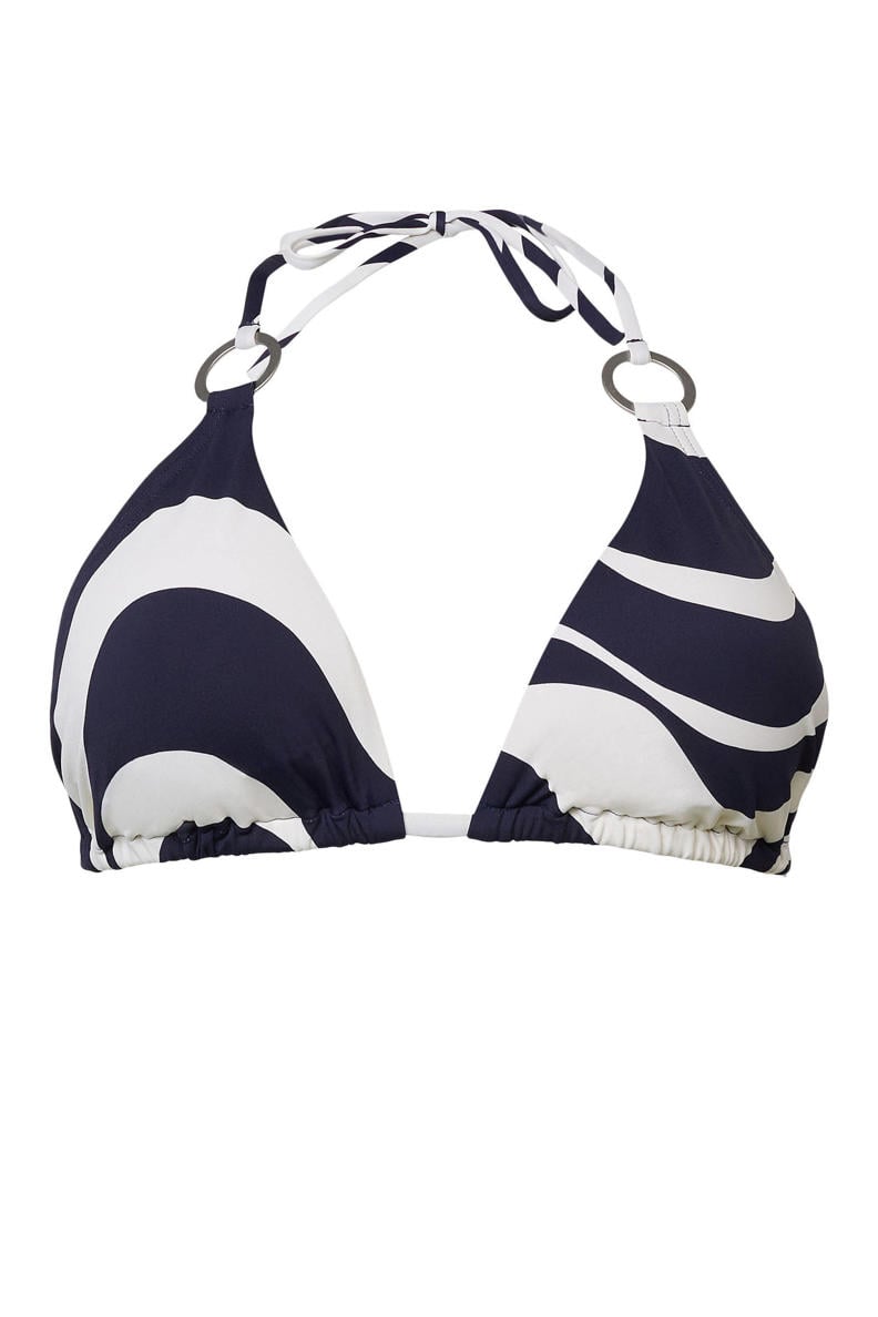 Esprit Women Beach Voorgevormde Triangel Bikinitop Donkerblauwwit