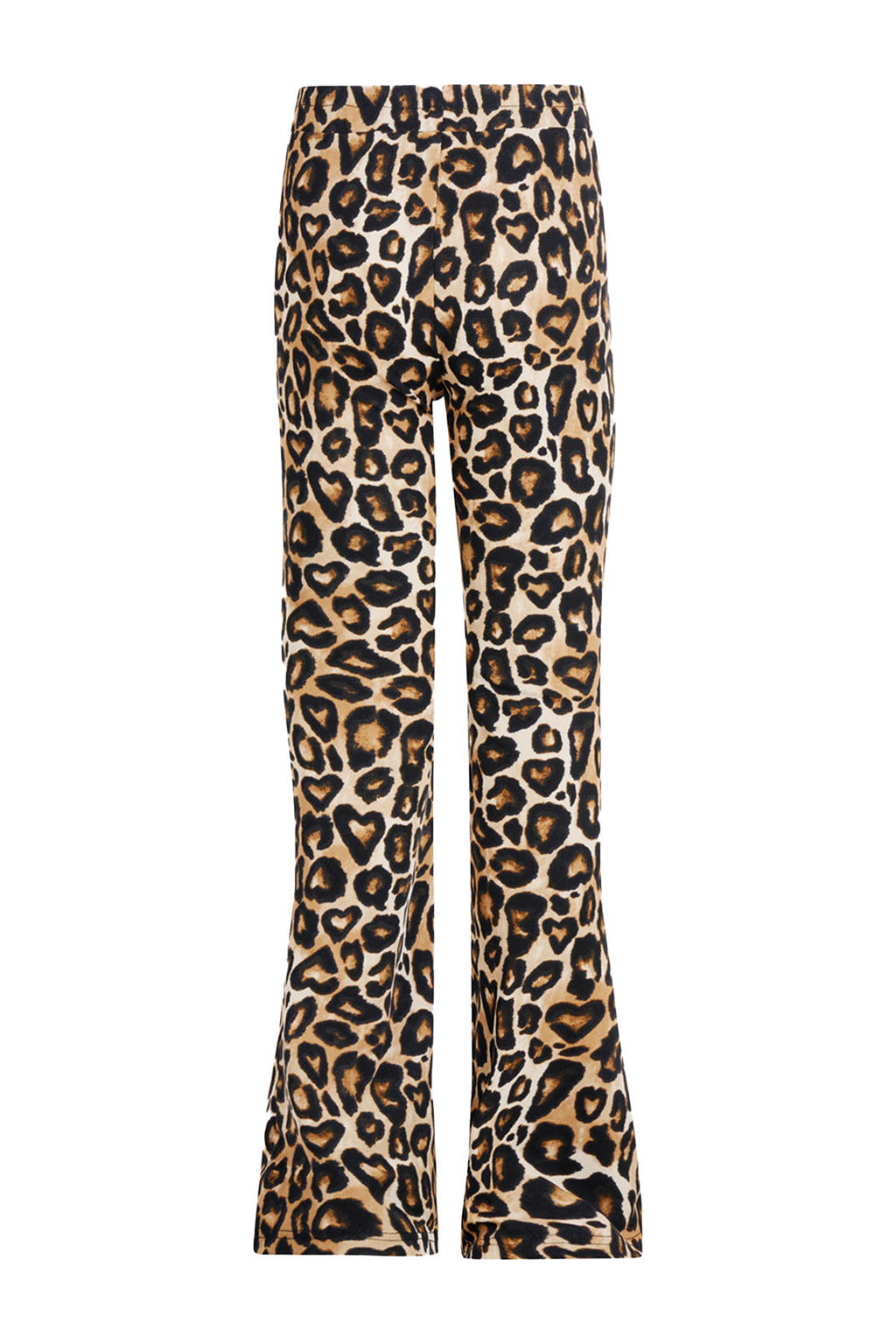 Shoeby flared broek met panterprint donkerbruin/beige | wehkamp
