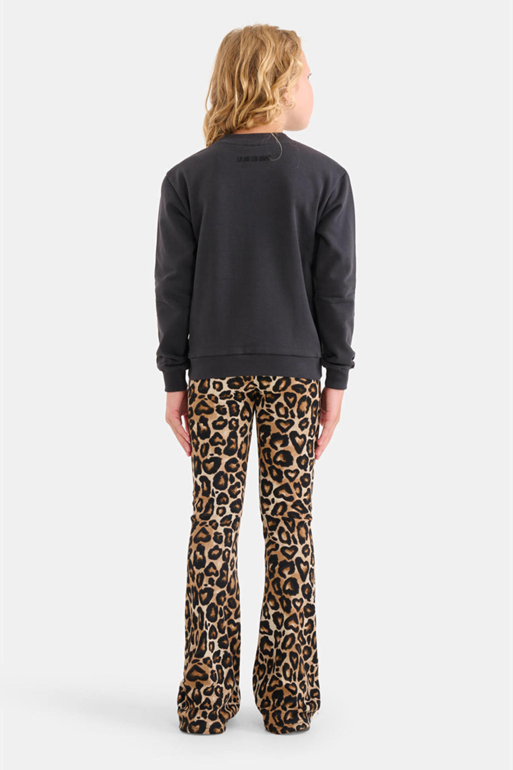 Shoeby flared broek met panterprint donkerbruin/beige | wehkamp