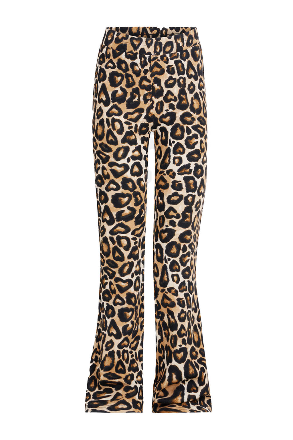 Shoeby flared broek met panterprint donkerbruin/beige | wehkamp