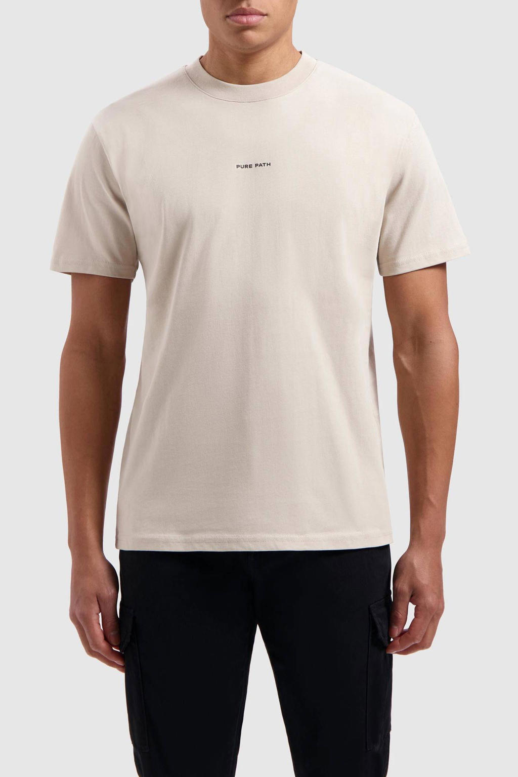 Pure Path T-shirt met backprint 00046 - sand | wehkamp