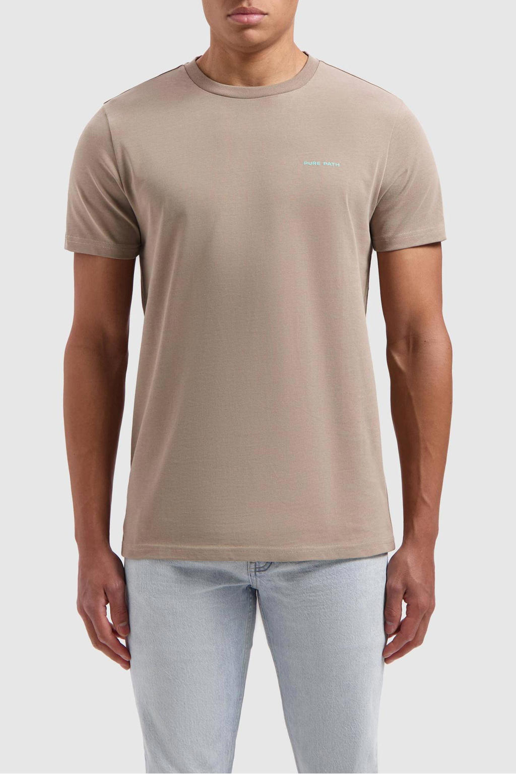 Pure Path T-shirt met backprint taupe | wehkamp