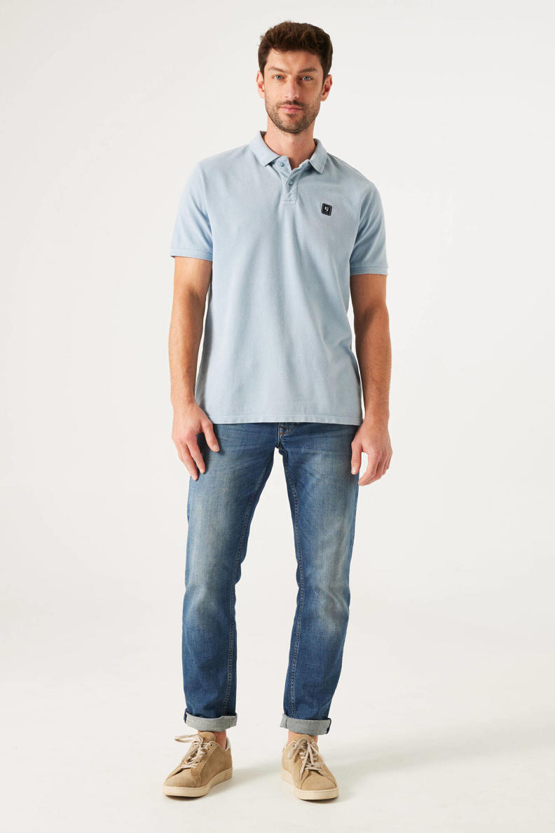 Garcia regular fit polo met logo dusty blue | wehkamp