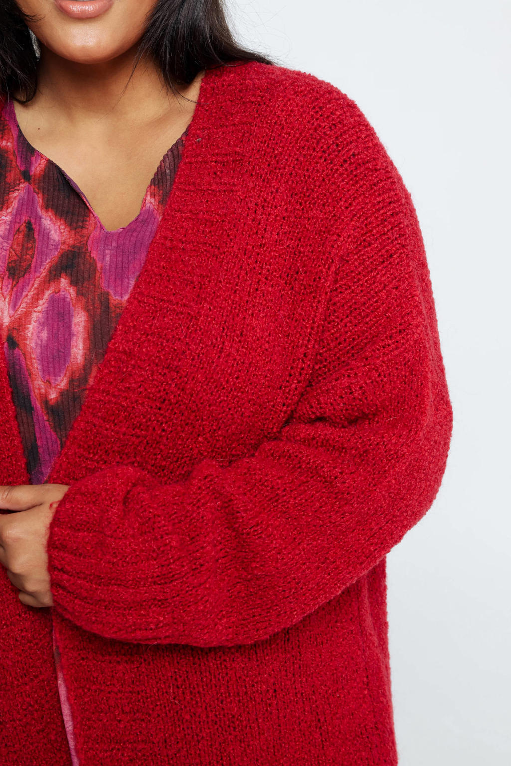 Paprika gebreid vest met wol rood | wehkamp