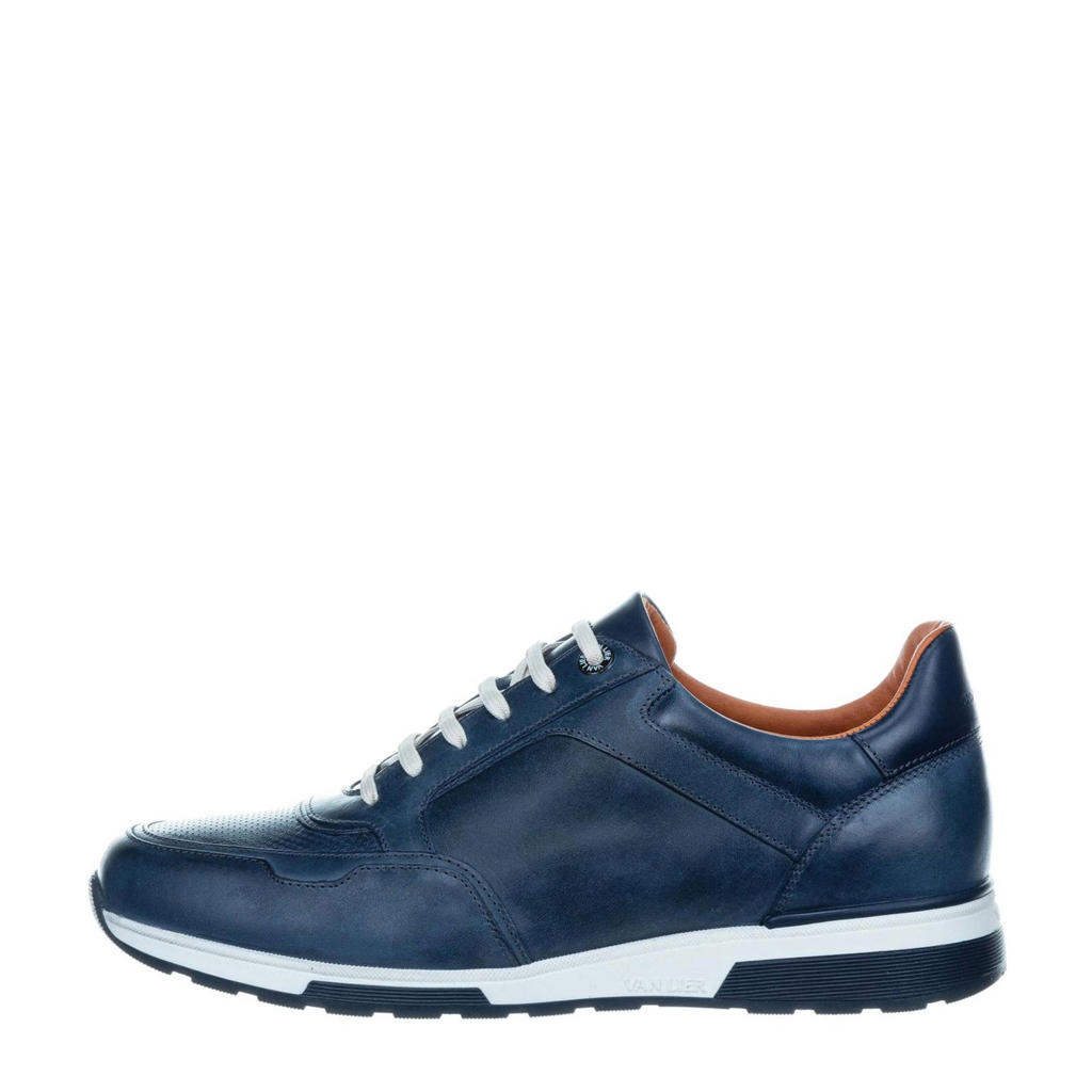 Van Lier Positano leren sneakers navy blauw | wehkamp