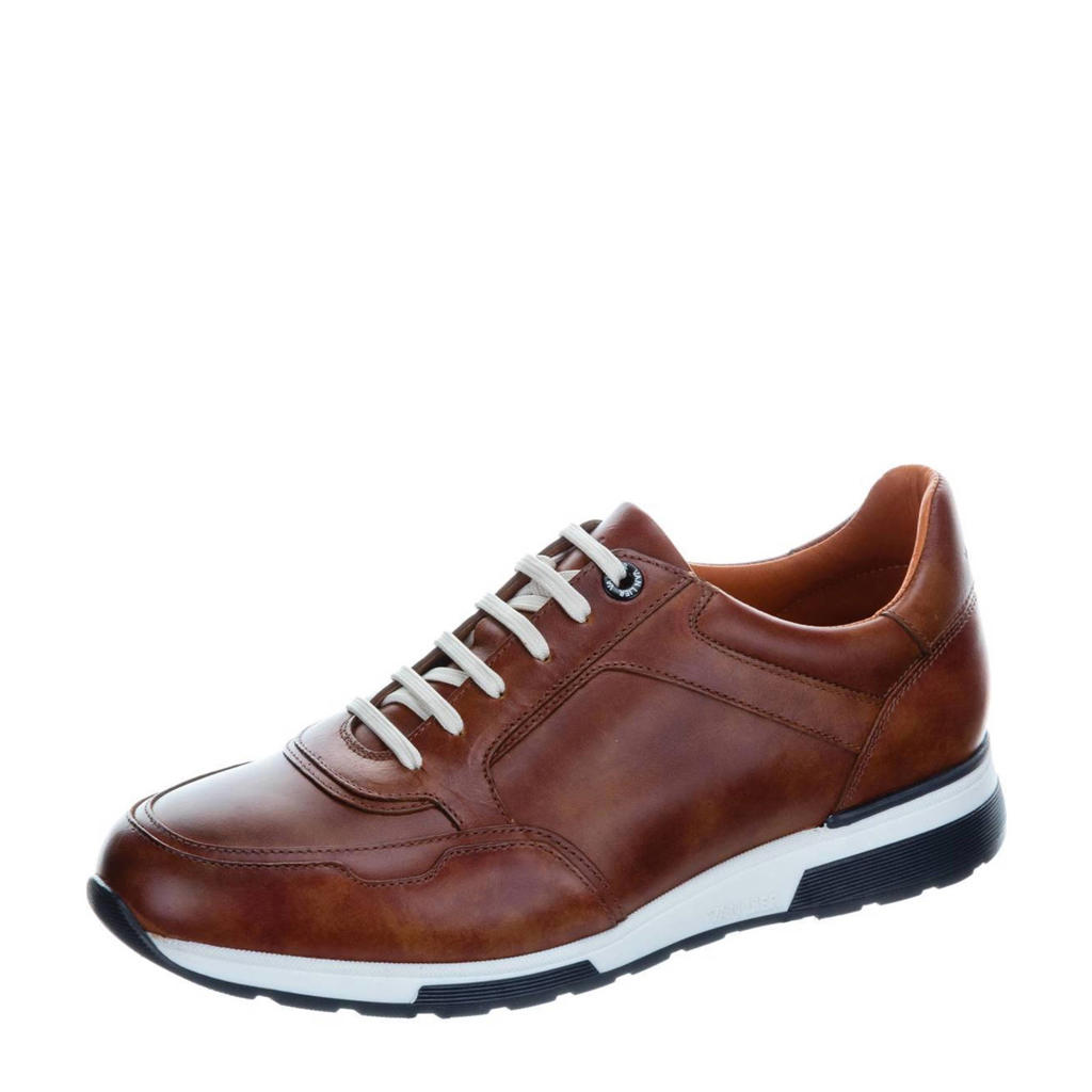 Van Lier Positano leren sneakers cognac | wehkamp