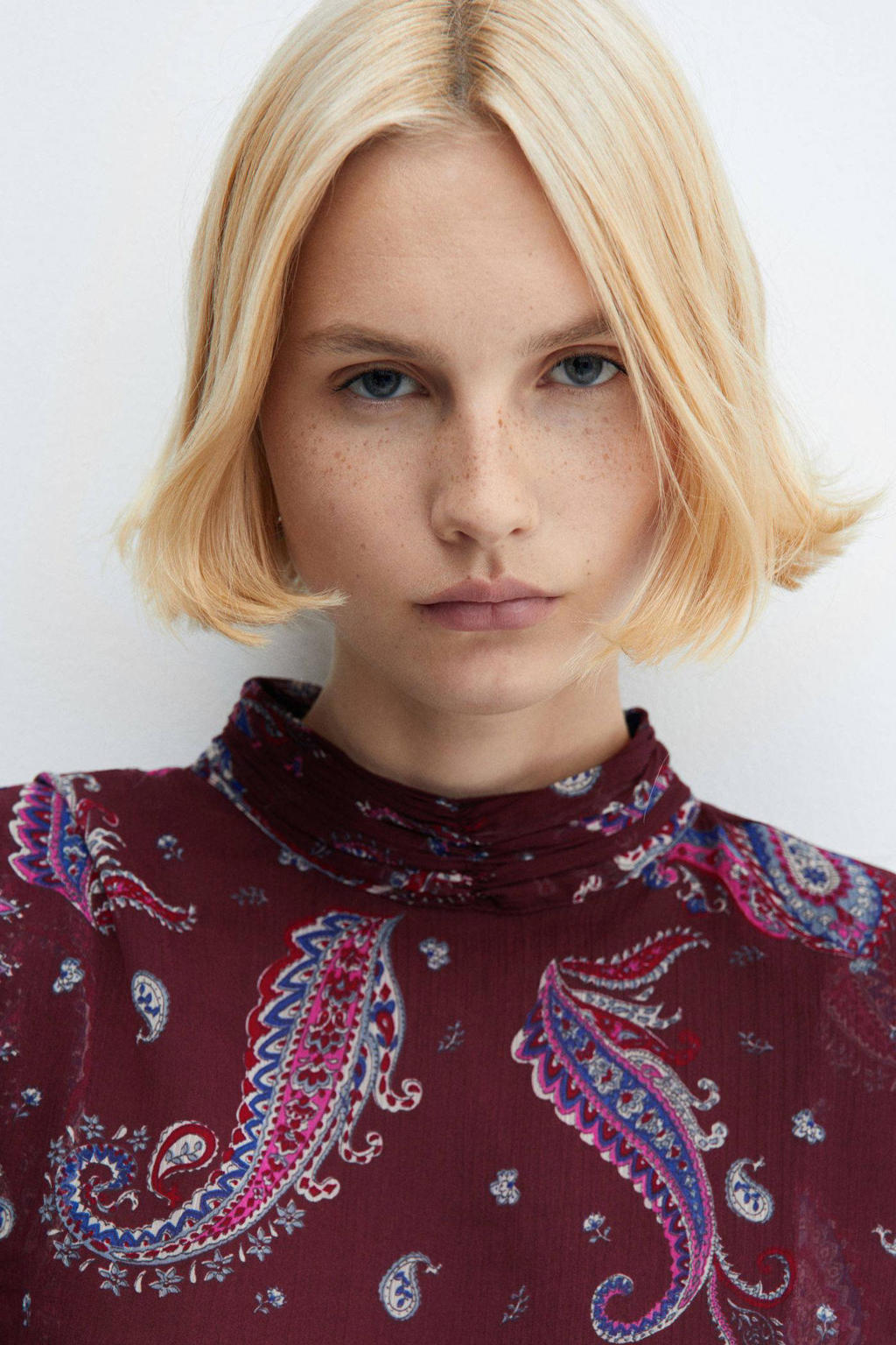 Mango semi-transparante A-lijn jurk met paisleyprint donkerrood ...