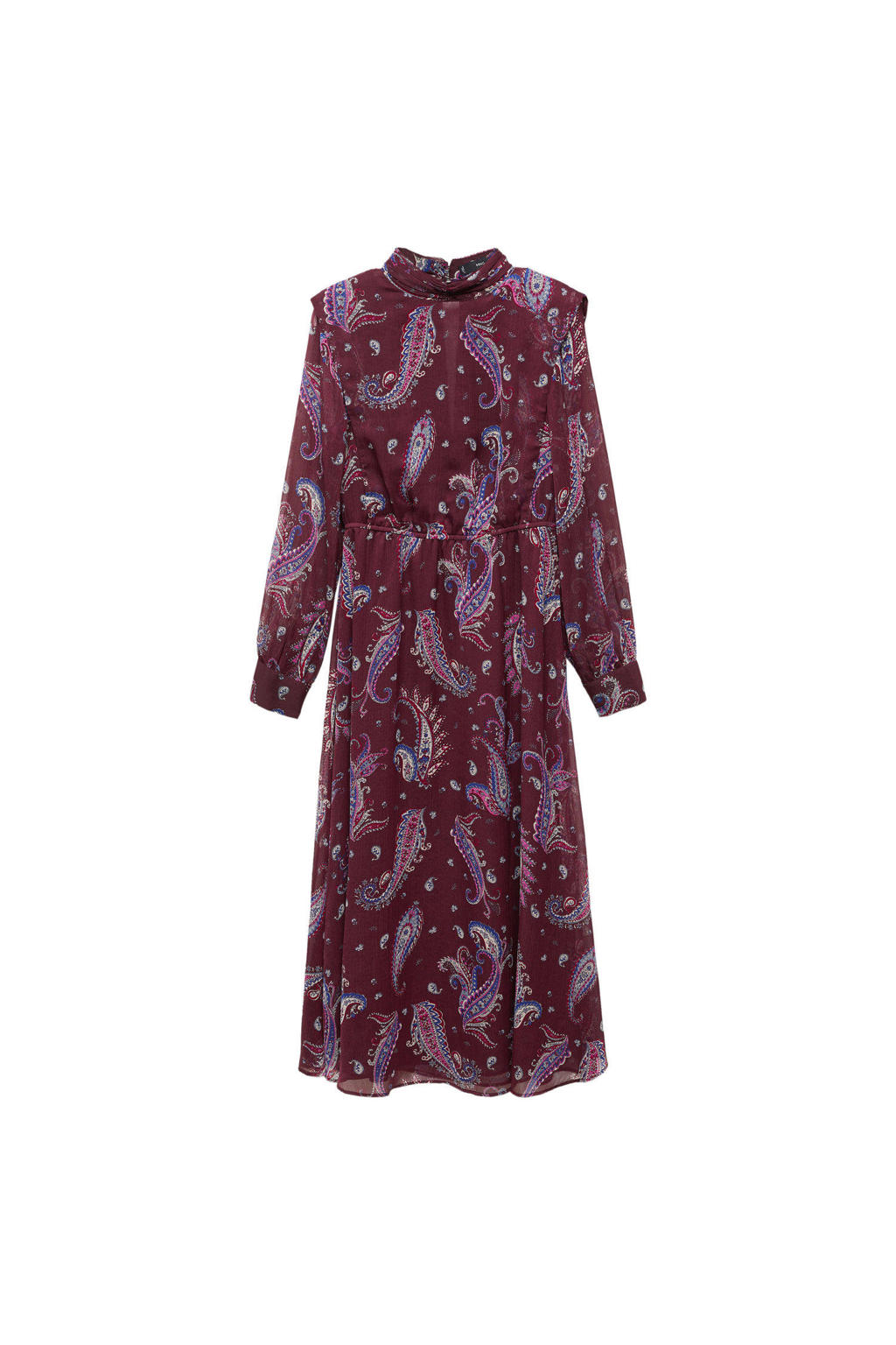 Mango semi-transparante A-lijn jurk met paisleyprint donkerrood ...
