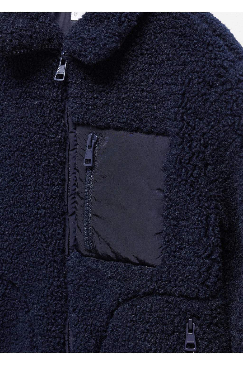 Mango Kids teddy tussenjas donkerblauw | wehkamp