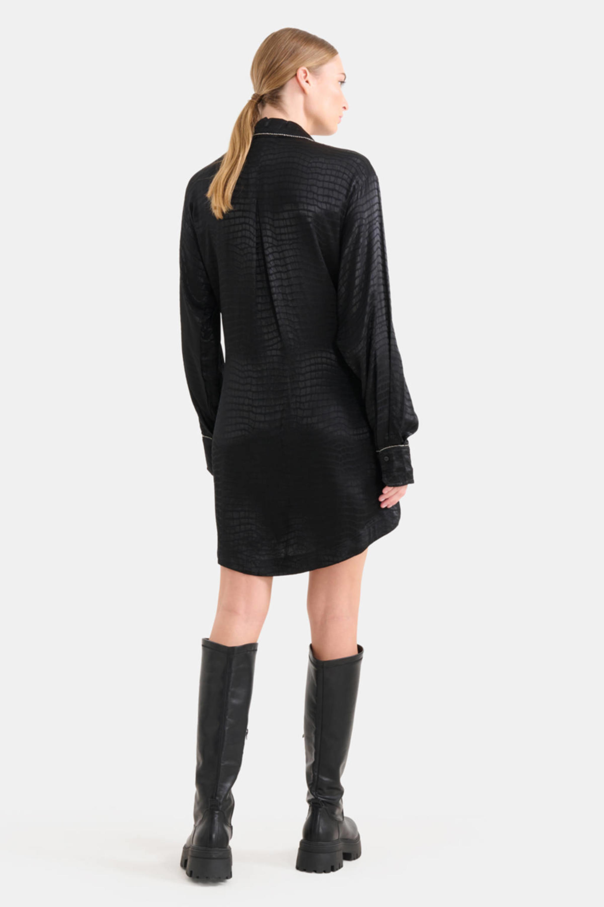 Shoeby blousejurk met jacquard en strass steentjes zwart | wehkamp