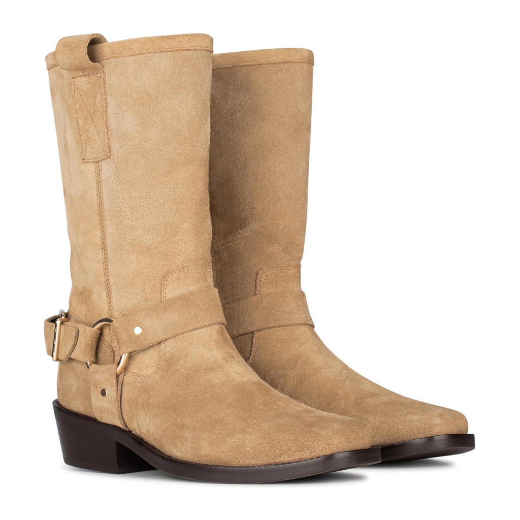 PS Poelman suède bikerboots beige | wehkamp
