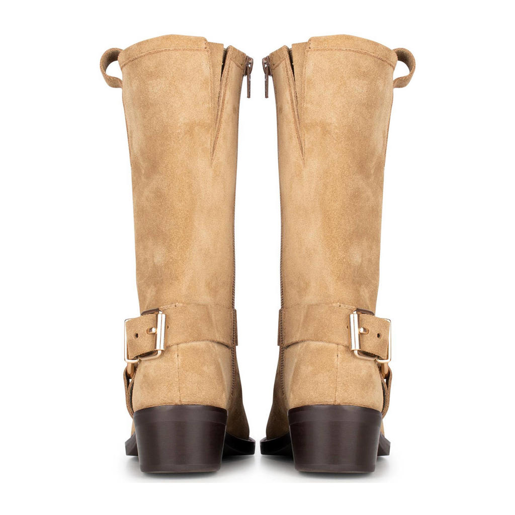 PS Poelman suède bikerboots beige | wehkamp