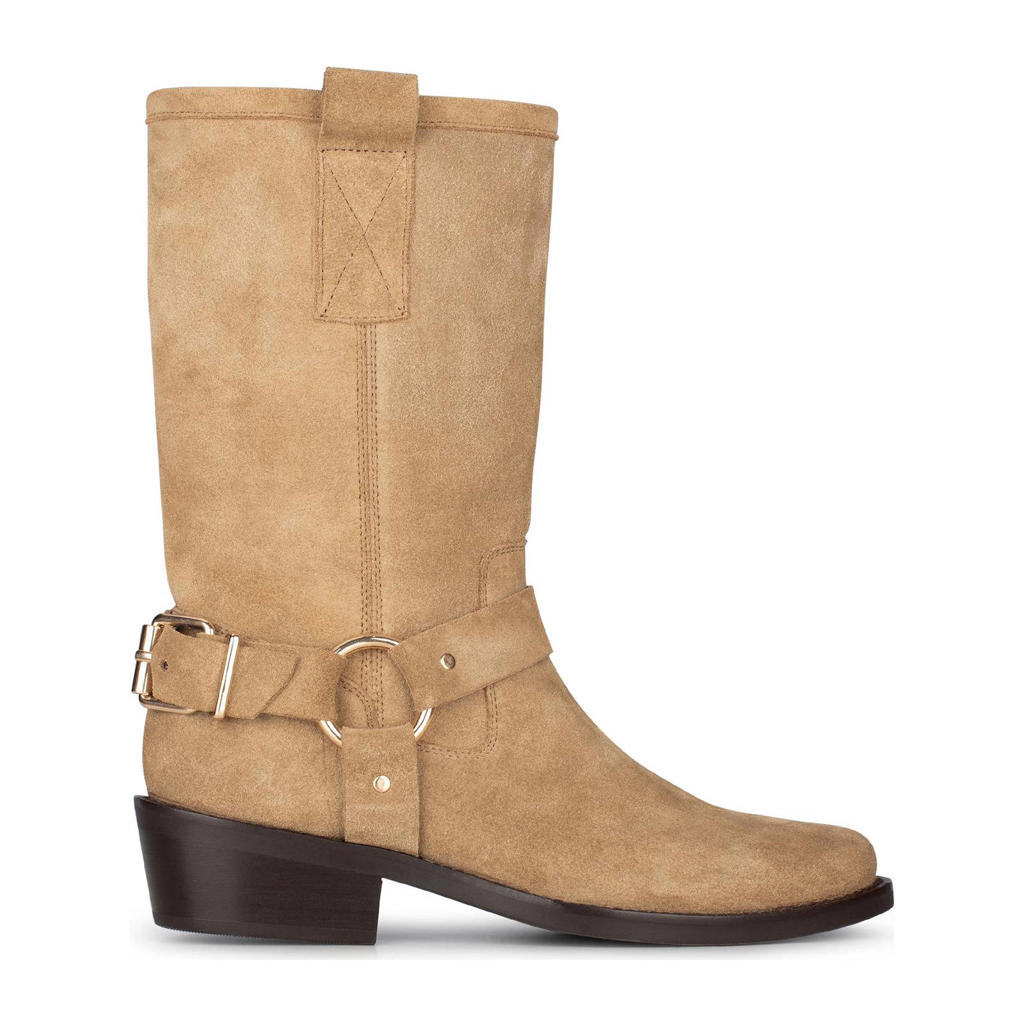 PS Poelman suède bikerboots beige | wehkamp