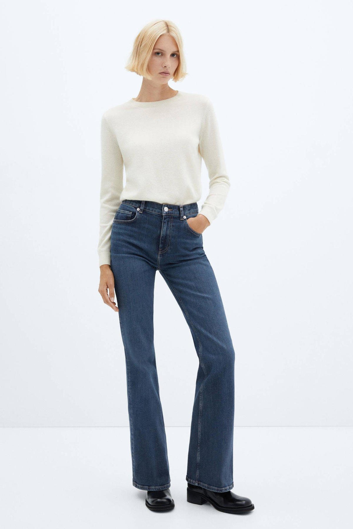 Mango flared jeans dark blue denim | wehkamp