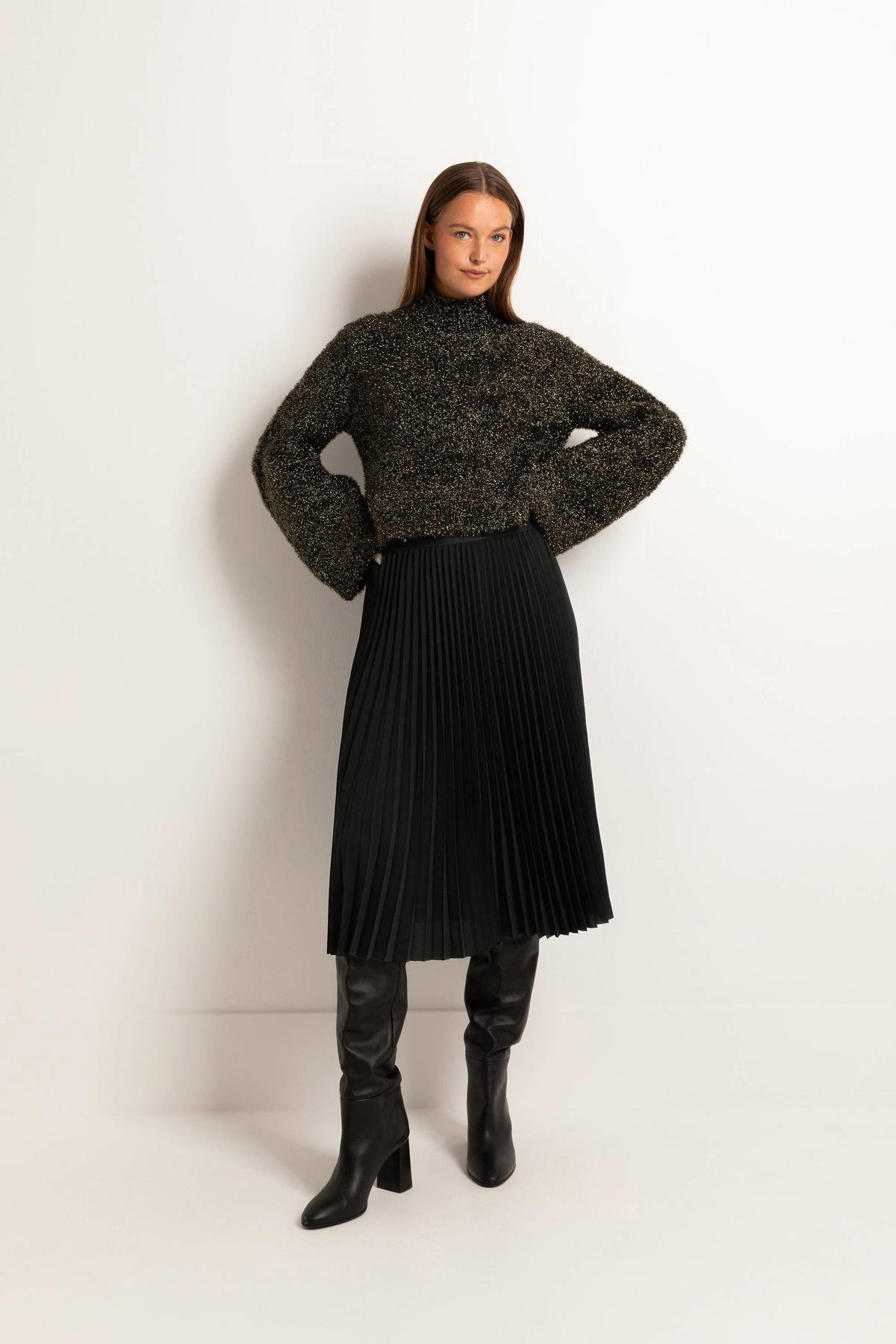 Claudia Sträter plisse rok zwart | wehkamp