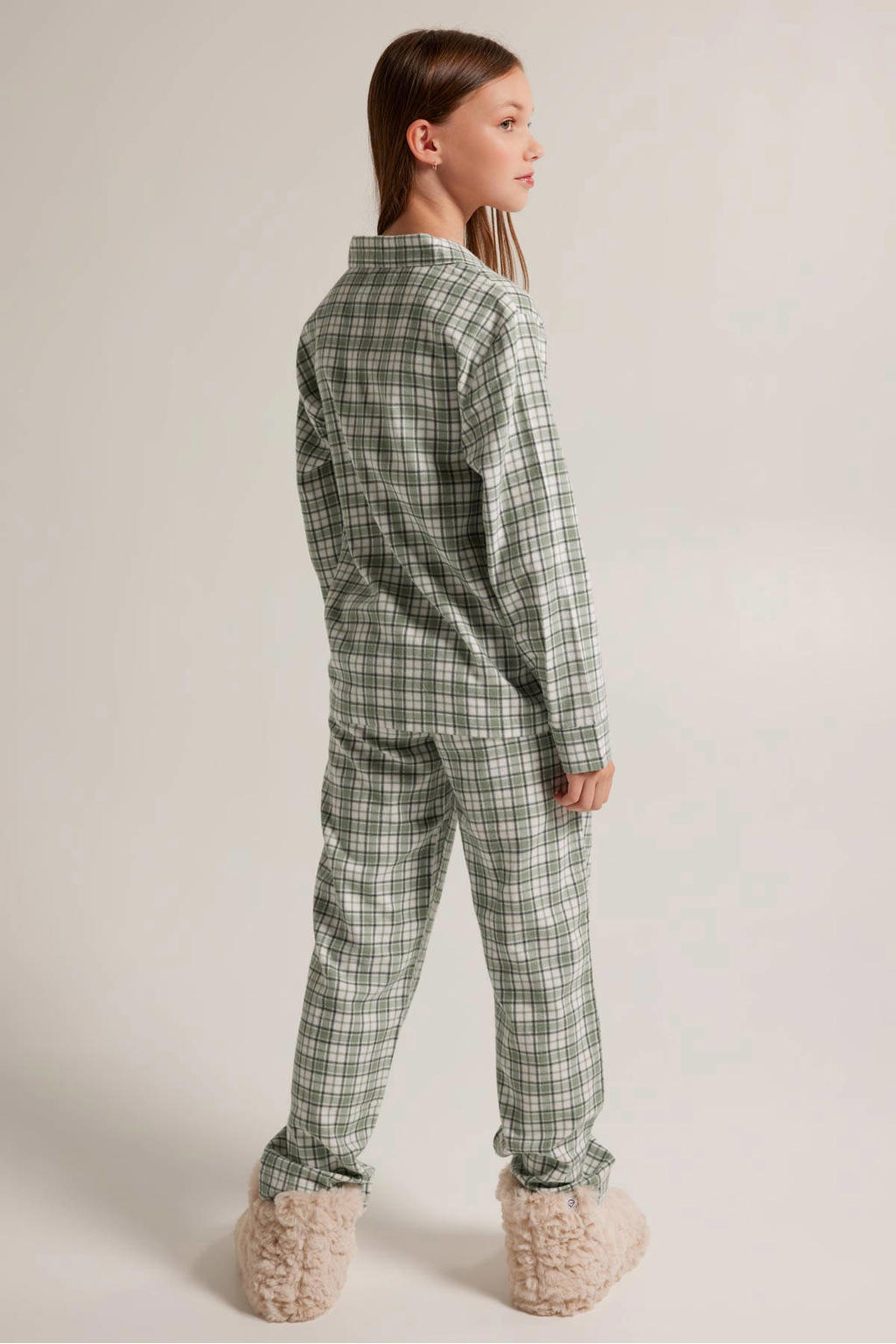 America Today geruite flanellen pyjamabroek Labello JR groen/wit | wehkamp