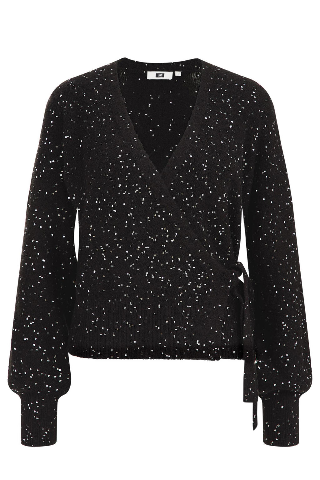 WE Fashion fijngebreid vest met glitters zwart | wehkamp
