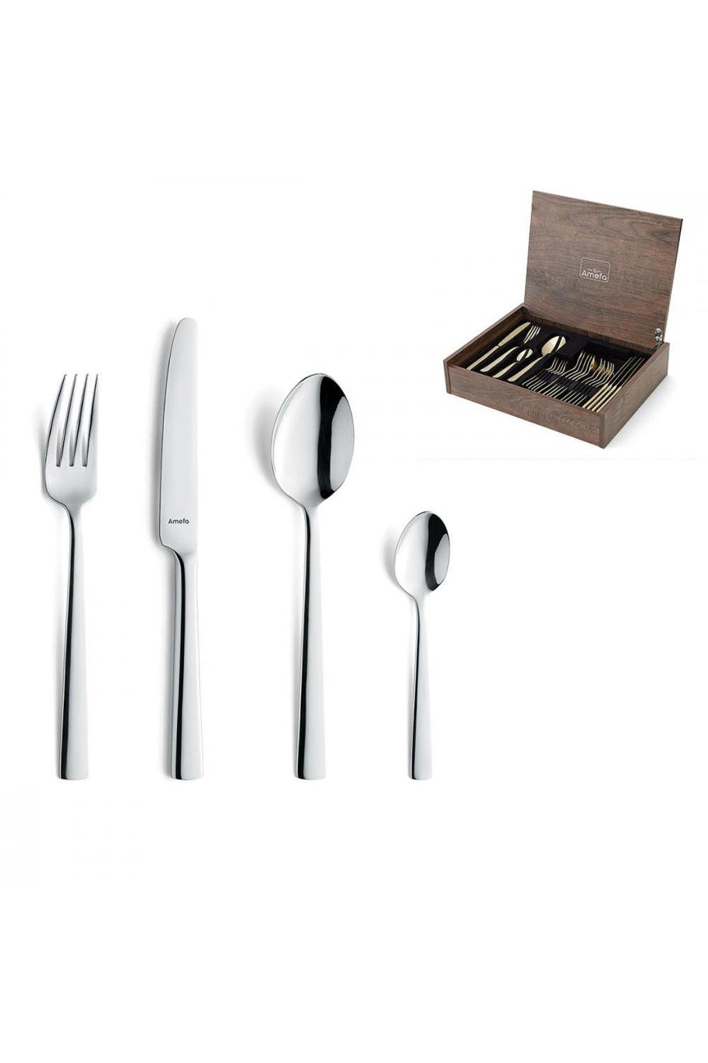 Amefa bestekset Moderno (24-delig) in luxe houten kist | wehkamp