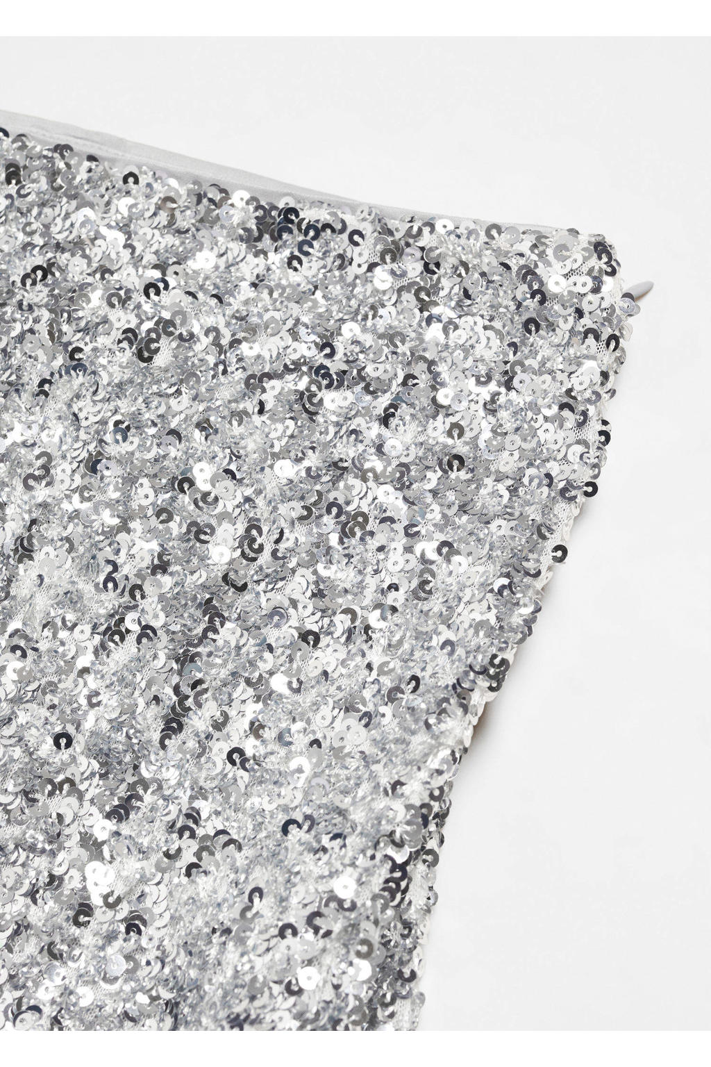 Mango midi rok met pailletten zilver | wehkamp