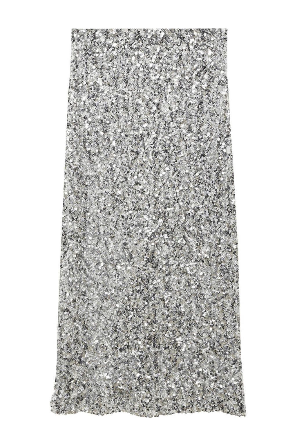 Mango midi rok met pailletten zilver | wehkamp