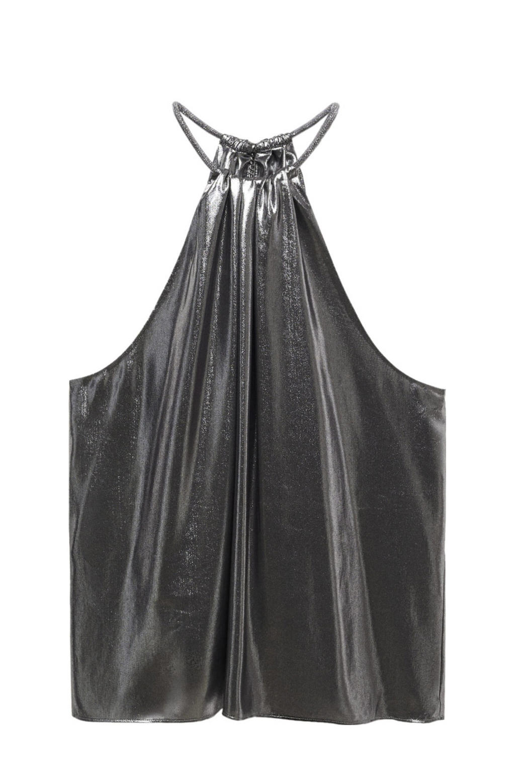 Mango metallic haltertop zilver | wehkamp