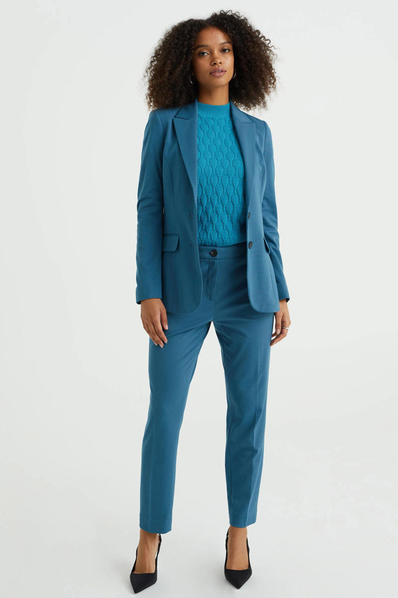 WE Fashion high waist slim fit chino blauw | wehkamp