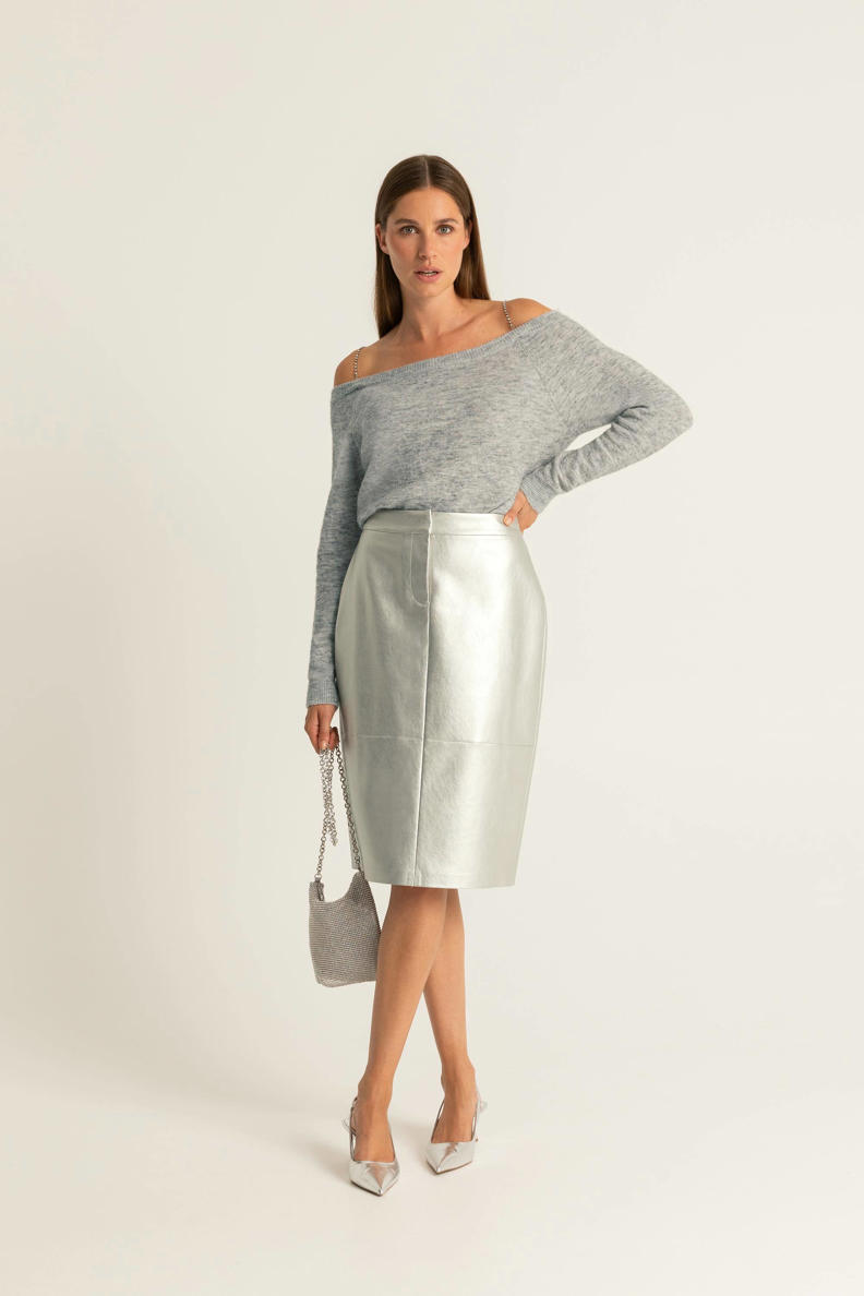 Expresso metallic midi rok zilver | wehkamp