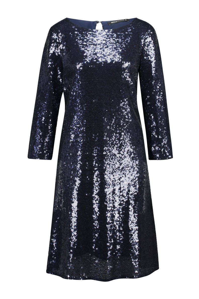 Expresso A-lijn jurk met pailletten donkerblauw | wehkamp