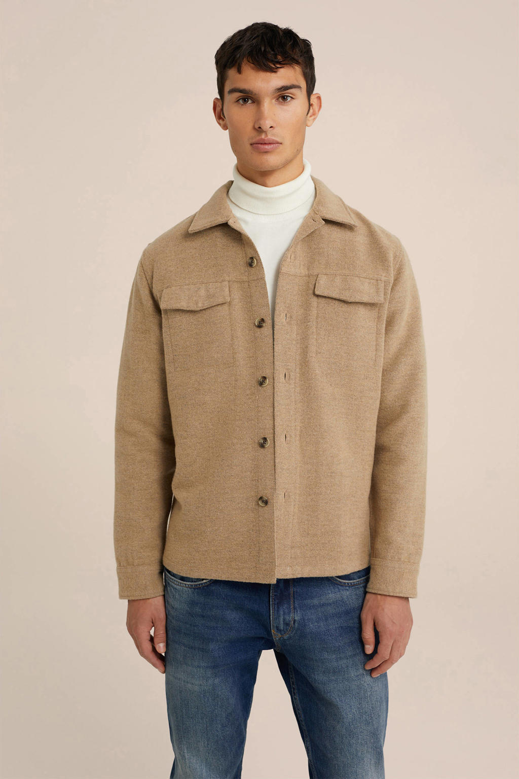 WE Fashion regular fit overshirt met wol faded teak | wehkamp