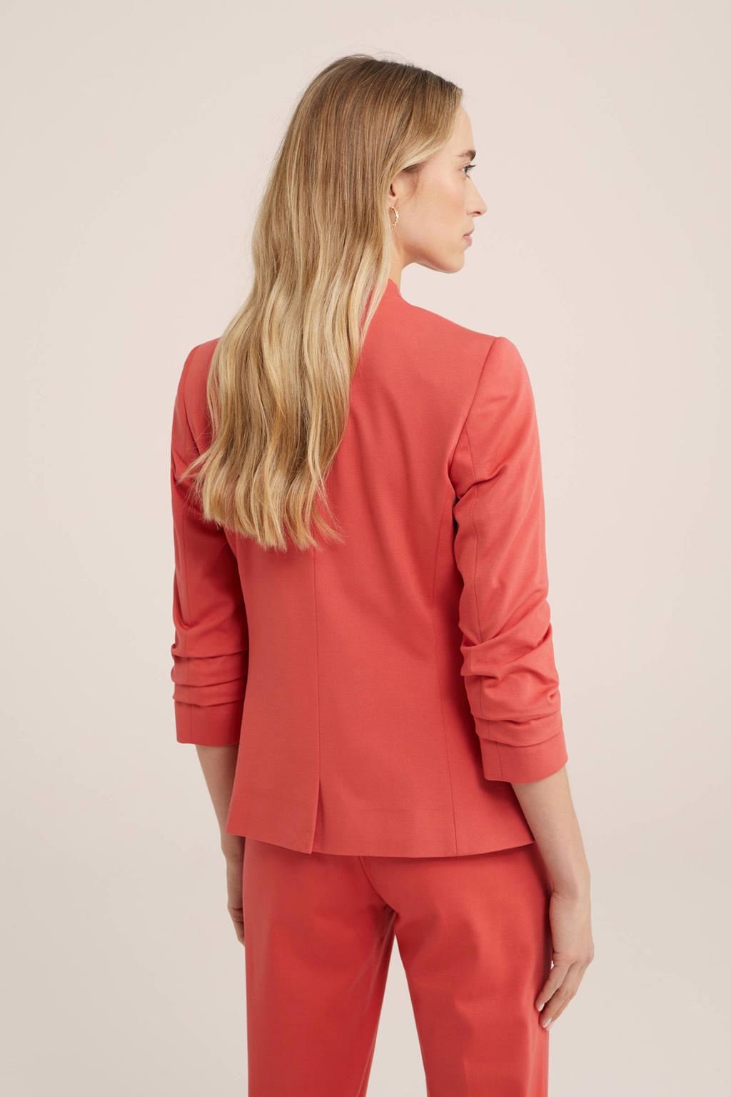 WE Fashion getailleerde blazer koraalrood | wehkamp