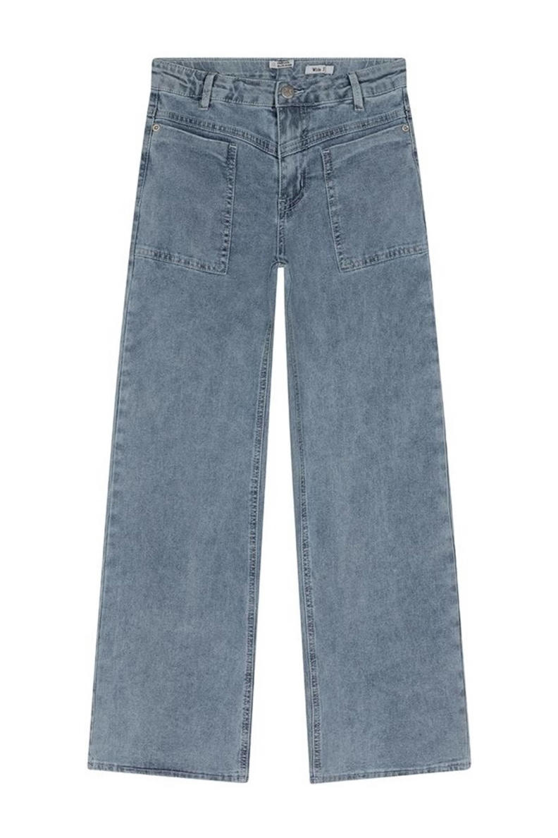 Indian Blue Jeans wide leg jeans Joy Worker met slijtage light denim ...